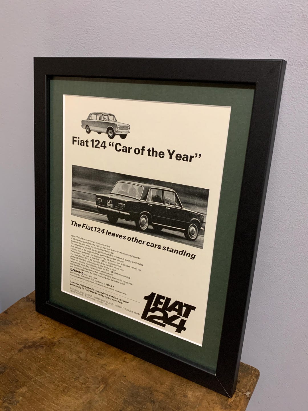Fiat 124 1967 Framed Advertising Wall Art Print Poster, Birthday Gift ...