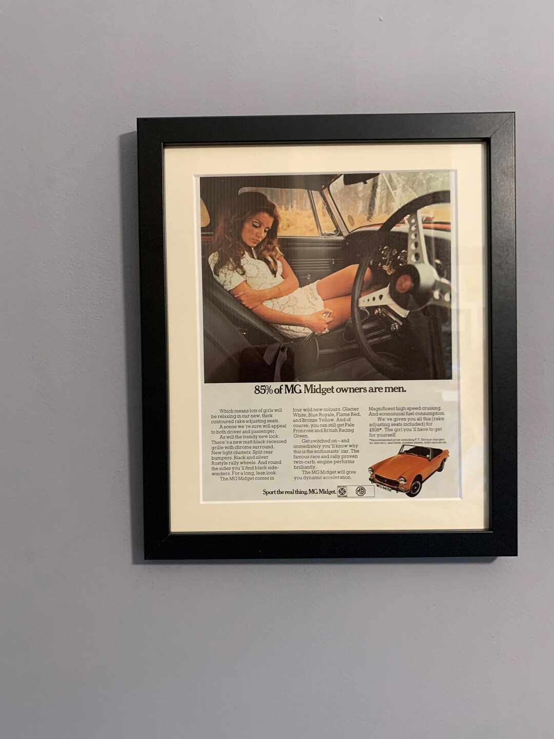 MG MIDGET 1970 Original Framed Advertising Wall Art Print Poster ...