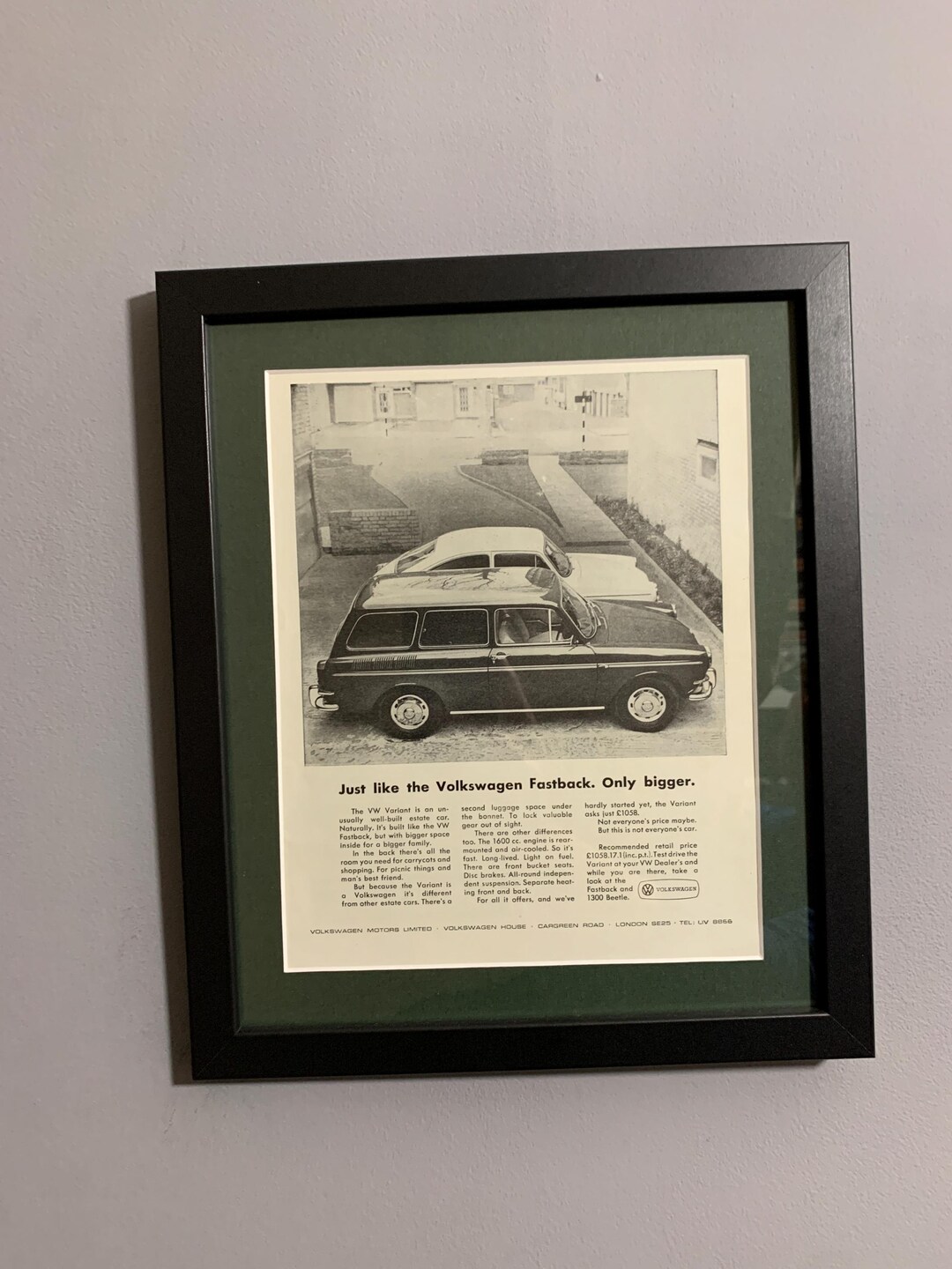 VW Fastback 1966 Framed Original Advertising Wall Art Print Poster ...