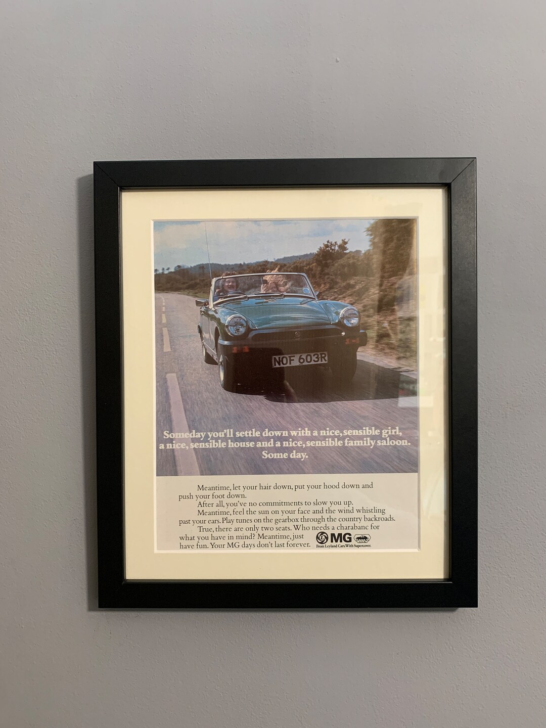 MG MIDGET 1977 Original Framed Advertising Wall Art Print, Birthday or ...