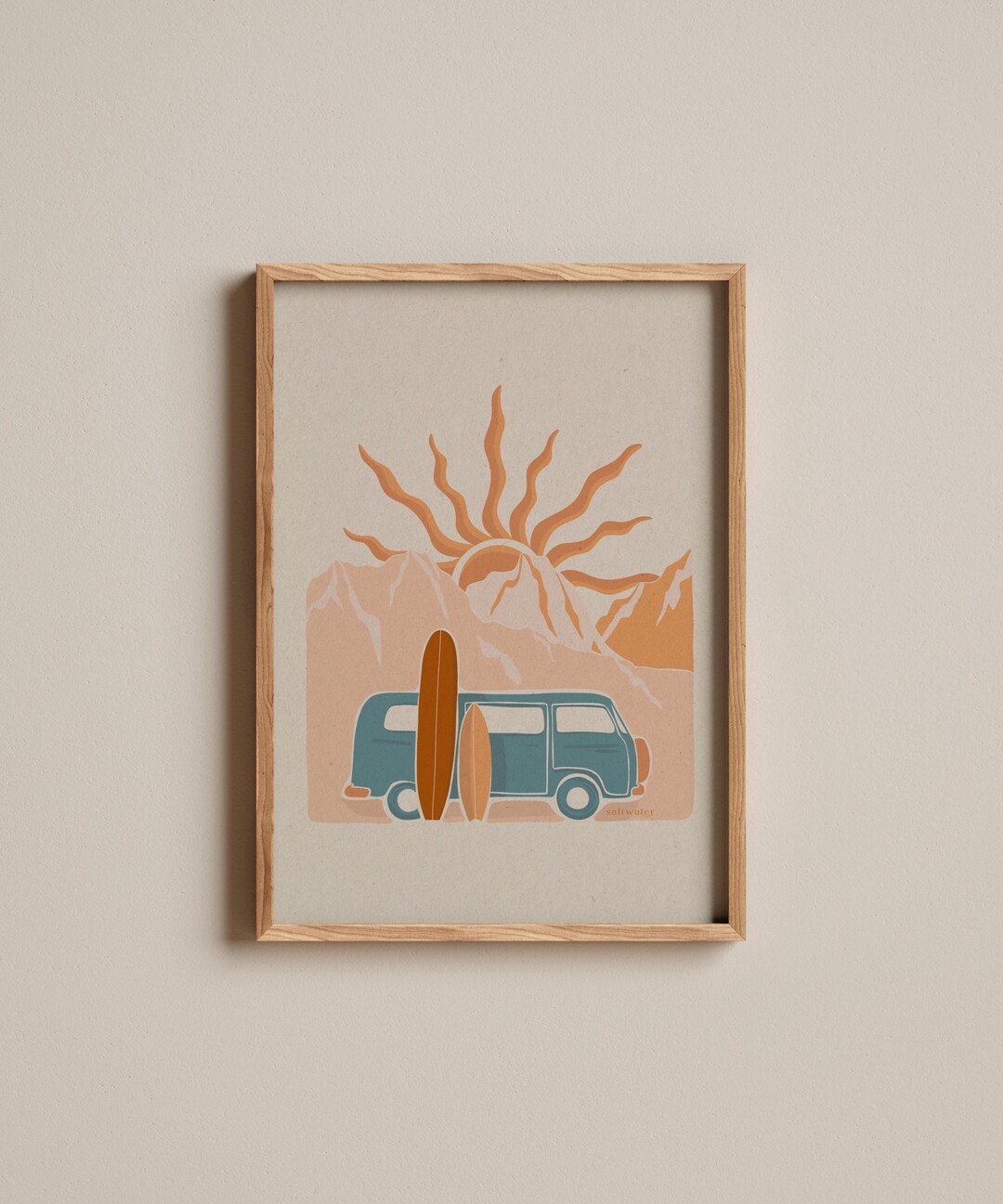 A4 Art Print Van Life Art Print Retro Surf Art Print Boho Van Life Wall ...