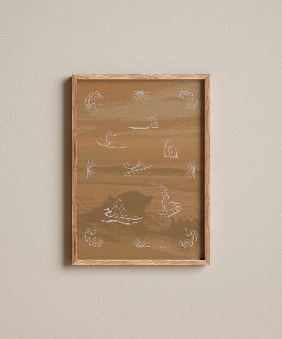 Surfing Hawaii Boho Surfer Girl Wall Art Gift for Surfer Poster Boho ...