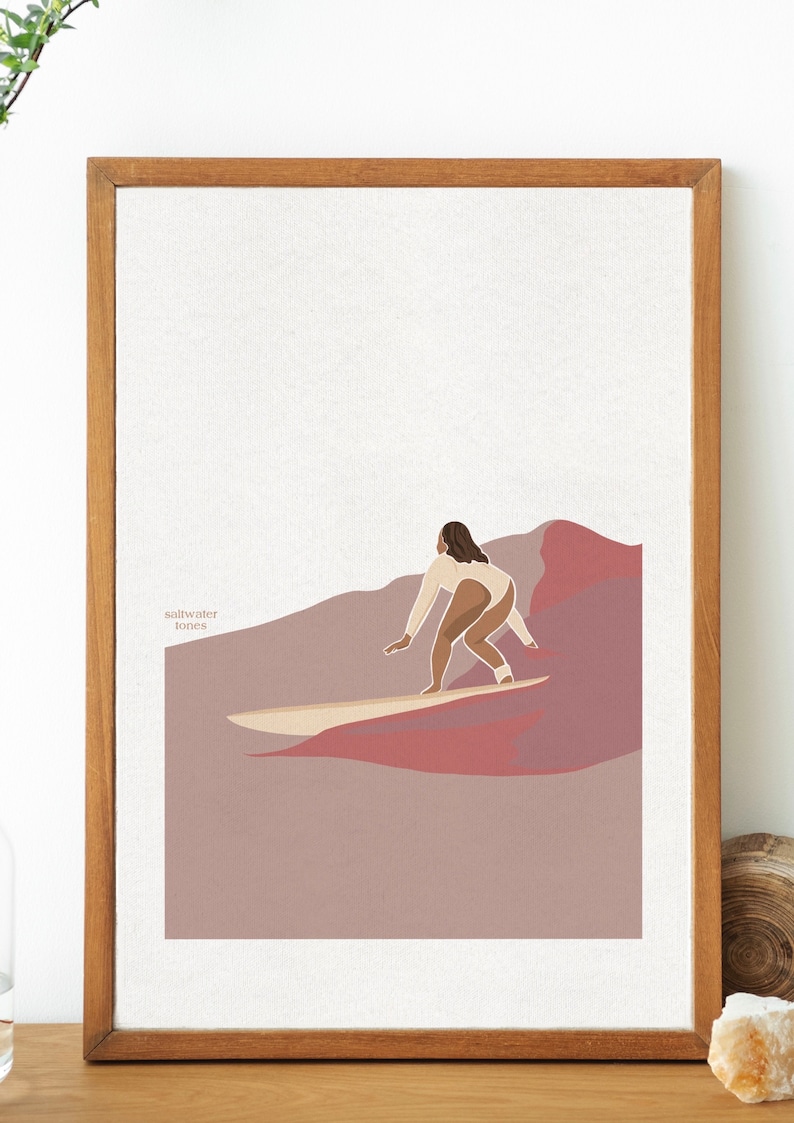 Surf Art Print Boho Surfer Girl Wall Art Gift for Surfer Poster Boho ...