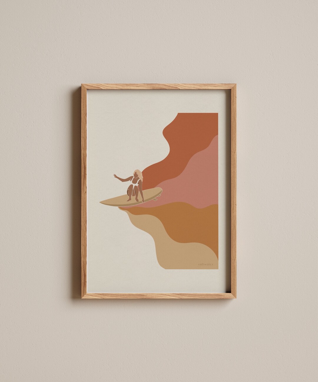 Rainbow Wave Art Print Boho Surfer Girl Wall Art Gift for Surfer Poster ...