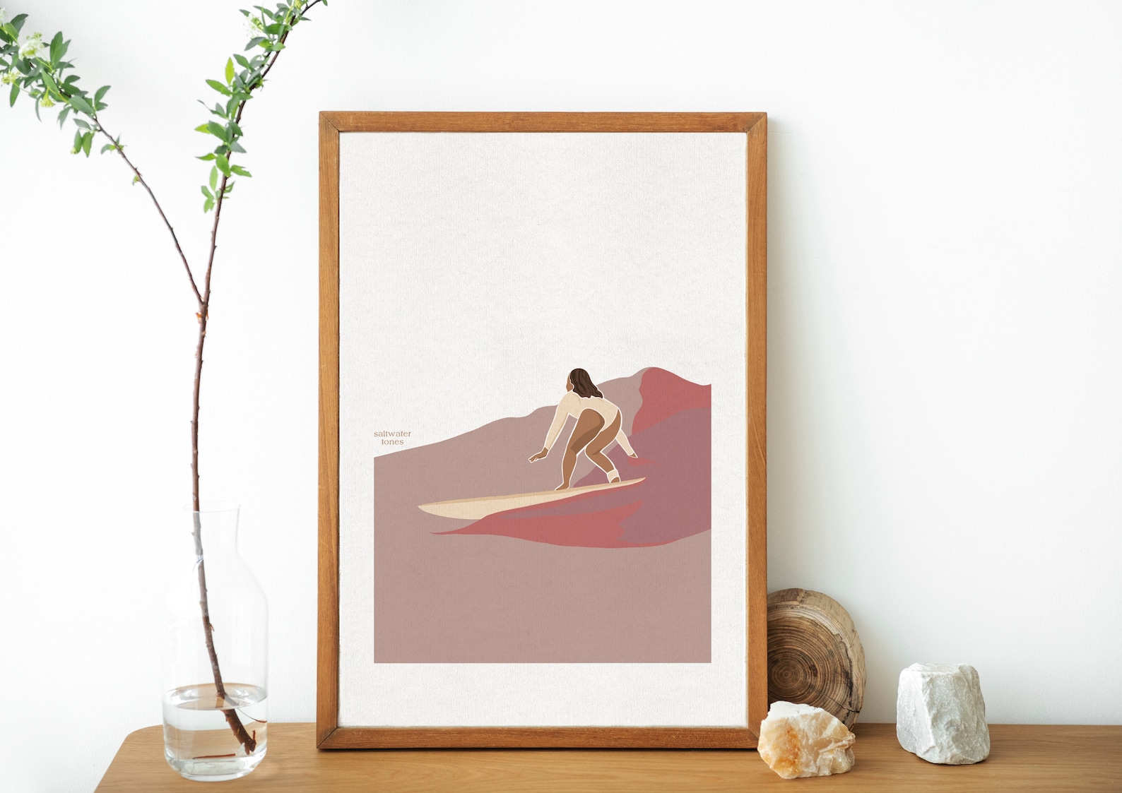 Surf Art Print Boho Surfer Girl Wall Art Gift for Surfer Poster Boho ...