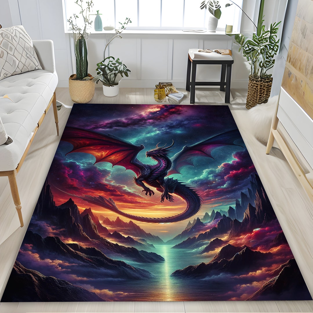 Dragon Fantasy Rug, Mythical Creature Rug, Epic Dragon Rug, Mystical ...