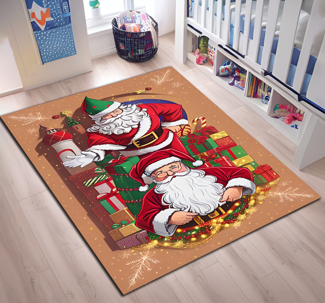 Santa Claus Rug Christmas Gift Rug Kids Room Rug Christmas - Etsy