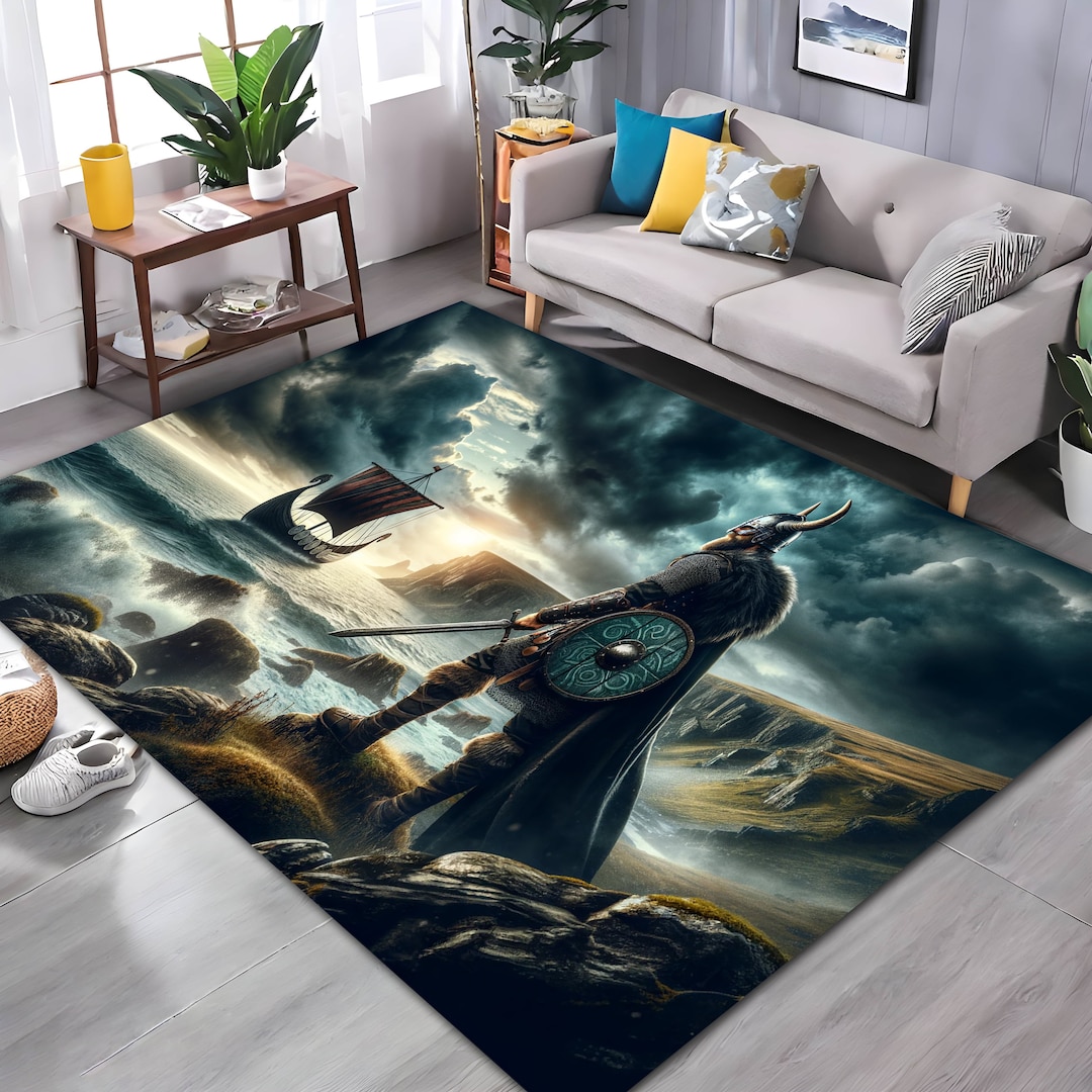 Vikings Rug, Norse Rug, Valhalla Inspired Rug, Mythology Rug, Medieval ...