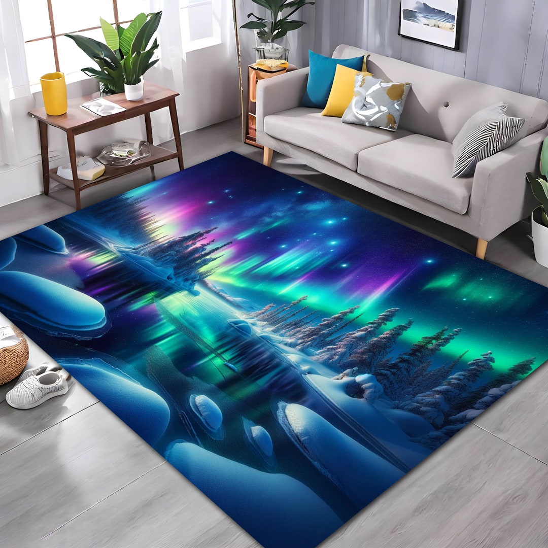 Northern Lights Rug, Aurora Borealis Rug, North Rug, Polar Lights Rug ...