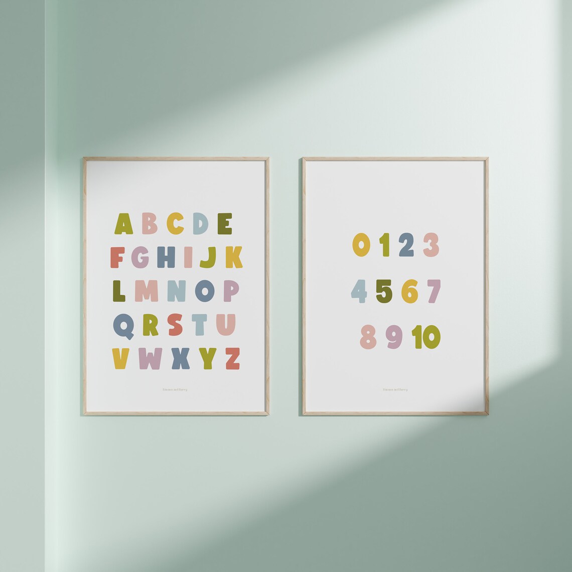 Set of 2 Nursery Prints, Alphabet and Number Printable, Homeschool ...