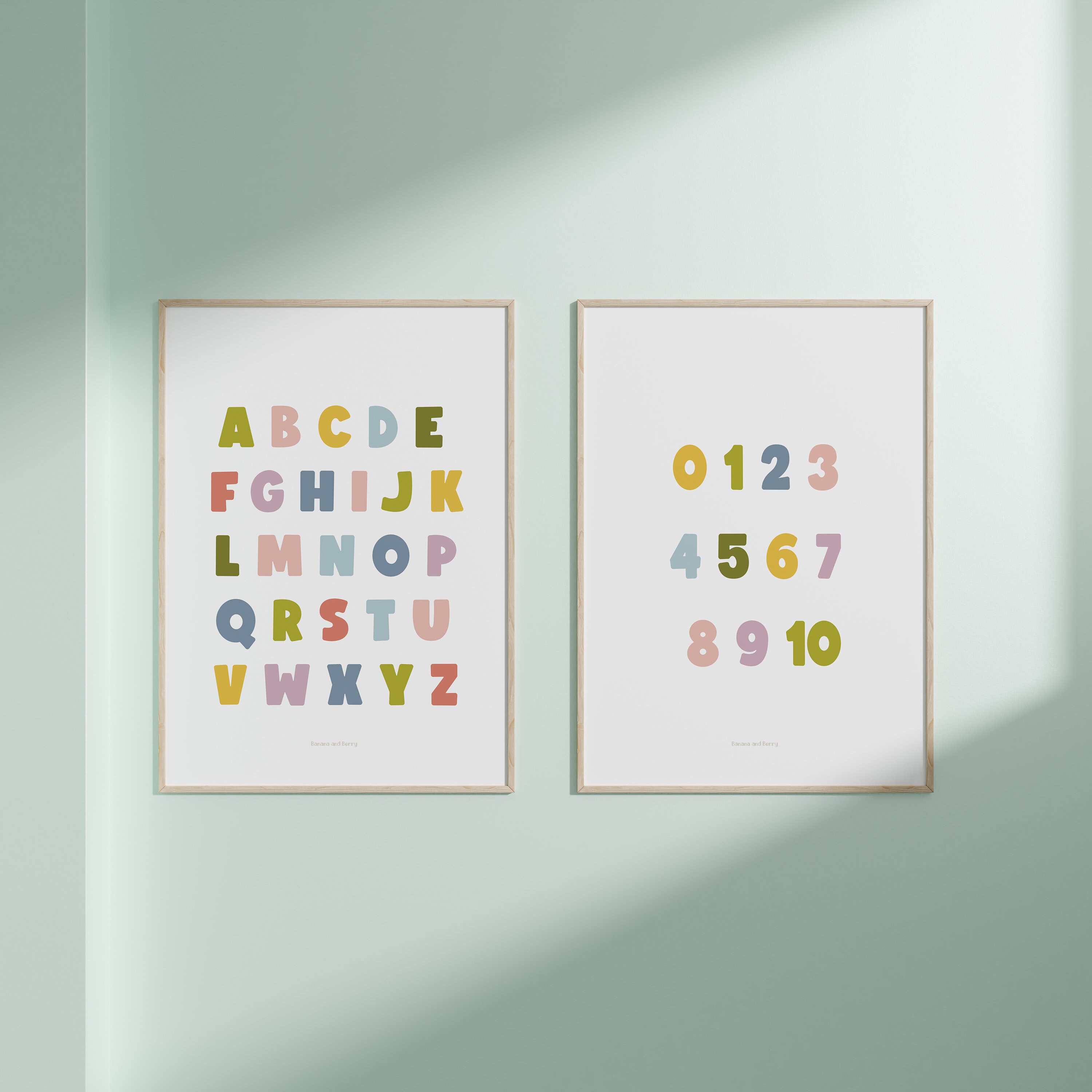 Set of 2 Nursery Prints, Alphabet and Number Printable, Homeschool ...