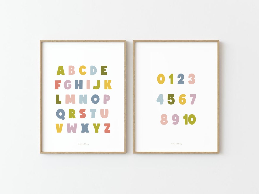 Set of 2 Nursery Prints, Alphabet and Number Printable, Homeschool ...