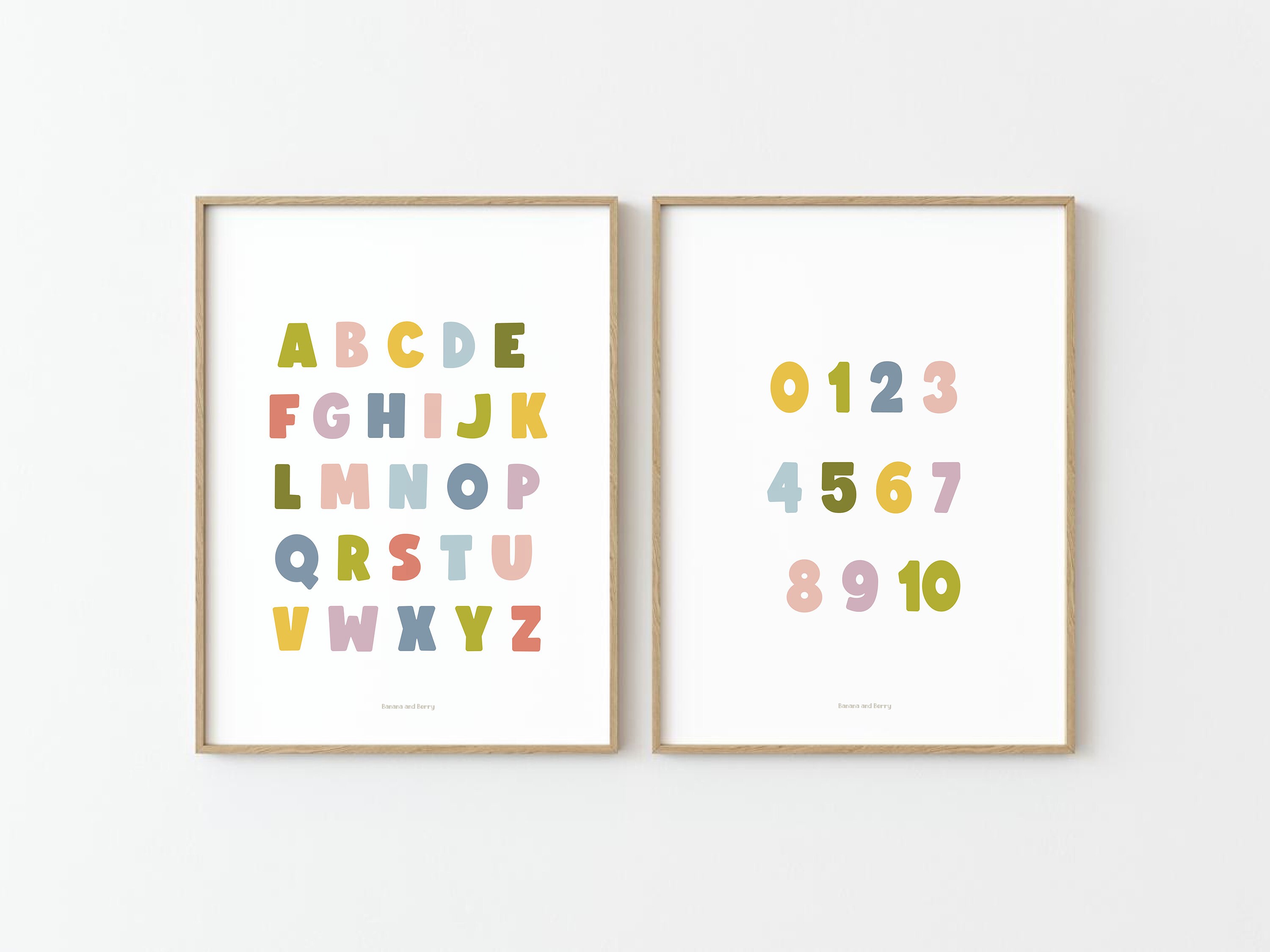 Set of 2 Nursery Prints, Alphabet and Number Printable, Homeschool ...