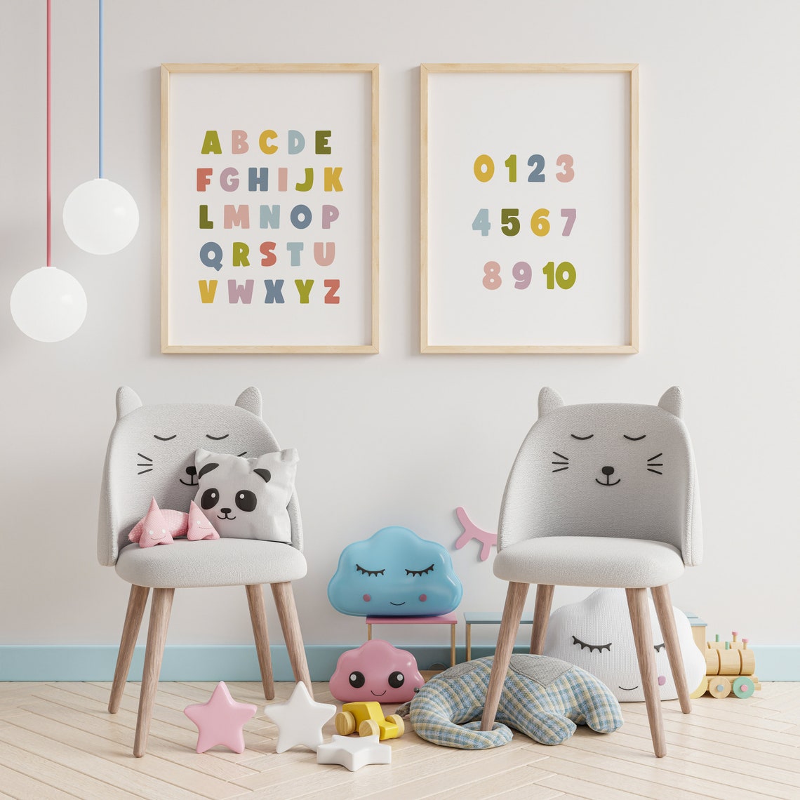 Set of 2 Nursery Prints, Alphabet and Number Printable, Homeschool ...