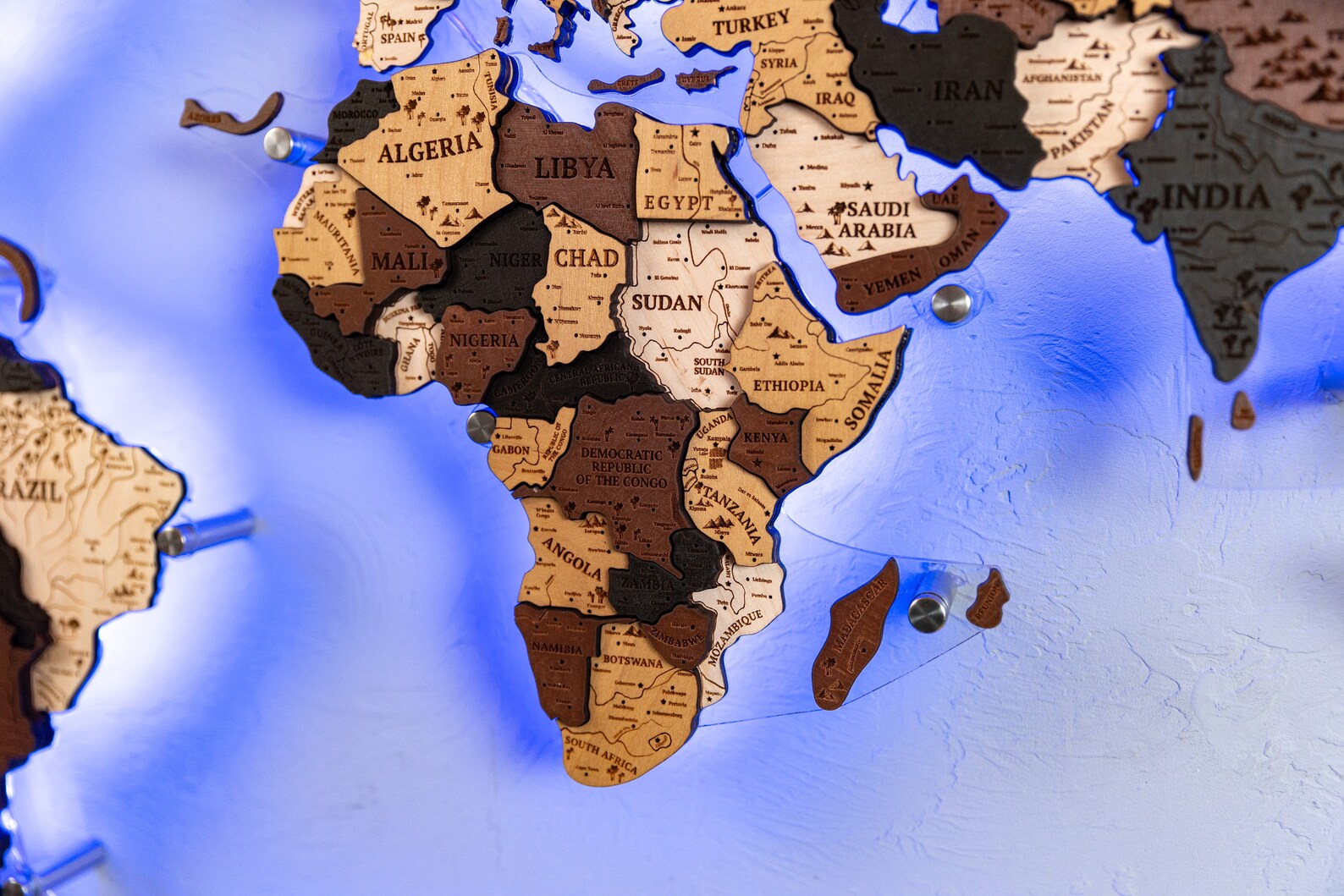 Personalized Wooden Led World Map - Etsy