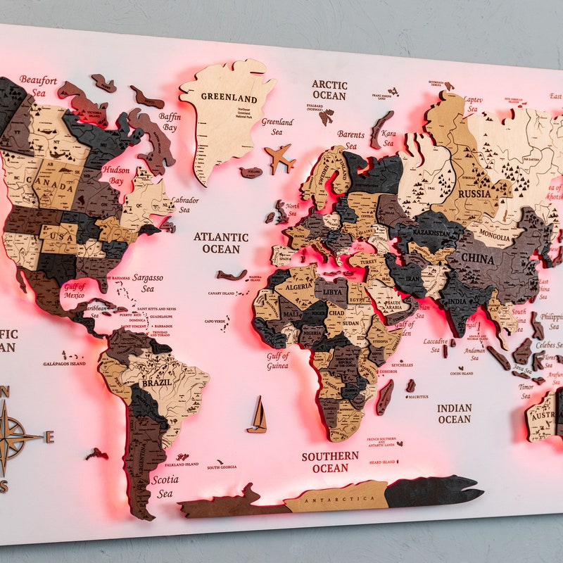 Wood World Map - Etsy