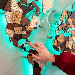 Personalized Wooden Led World Map - Etsy