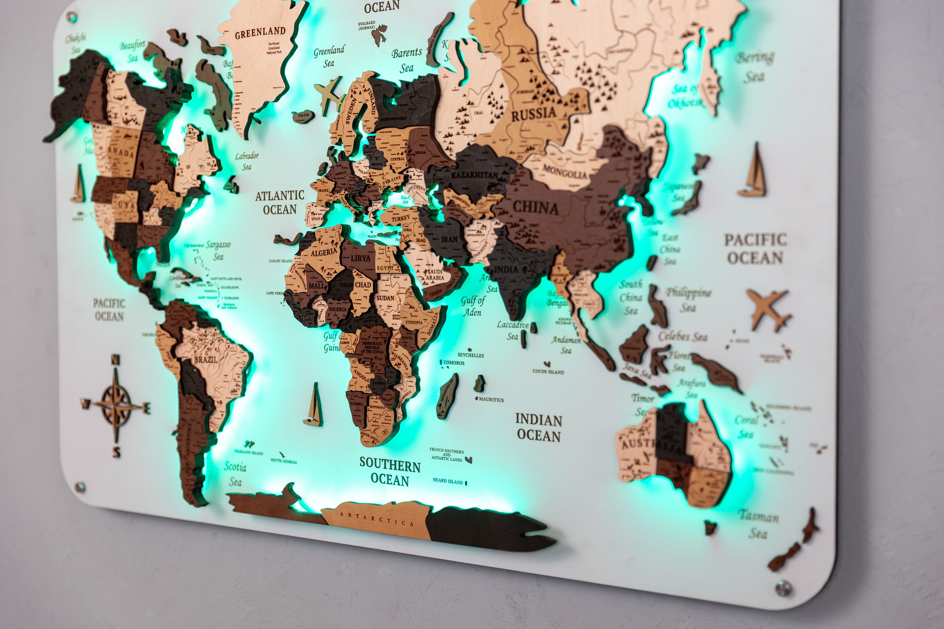 Modern World Map, Wooden Map, 3D Wooden World Map, World Map Wall Art, Wood Wall Map, World Map ...
