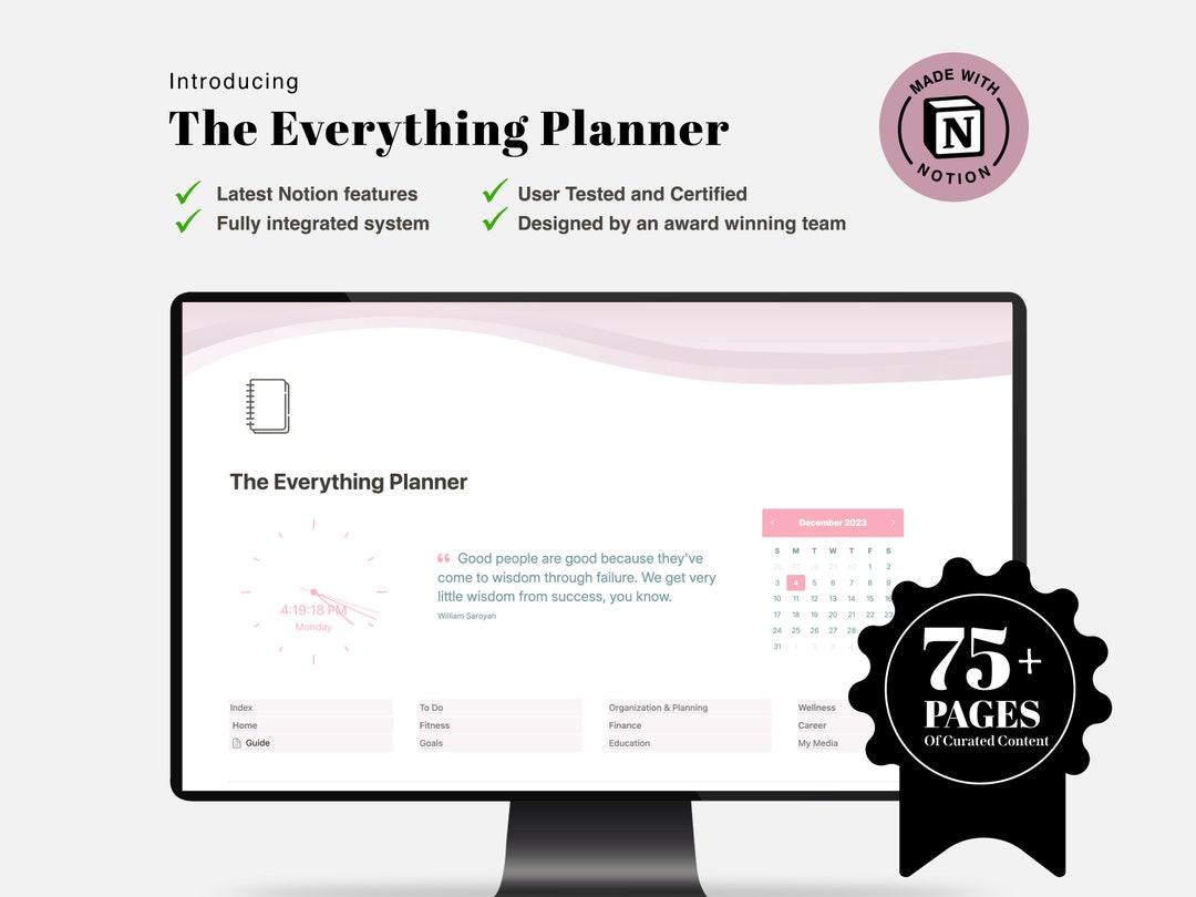 The Everything Planner: Notion Template Wellness Fitness - Etsy