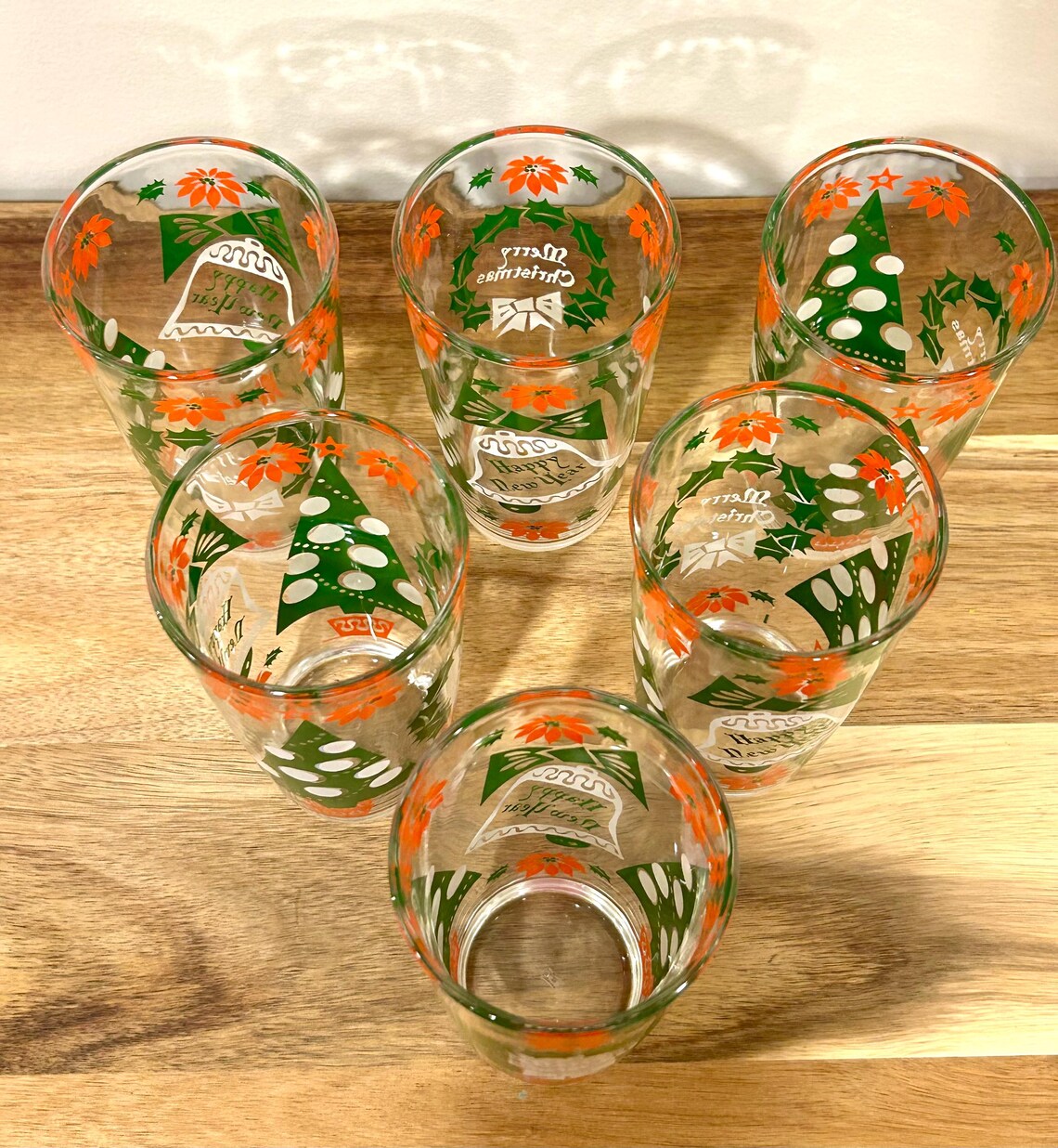 Vintage Hazel Atlas Merry Christmas/happy New Year Tumbler Glasses set ...