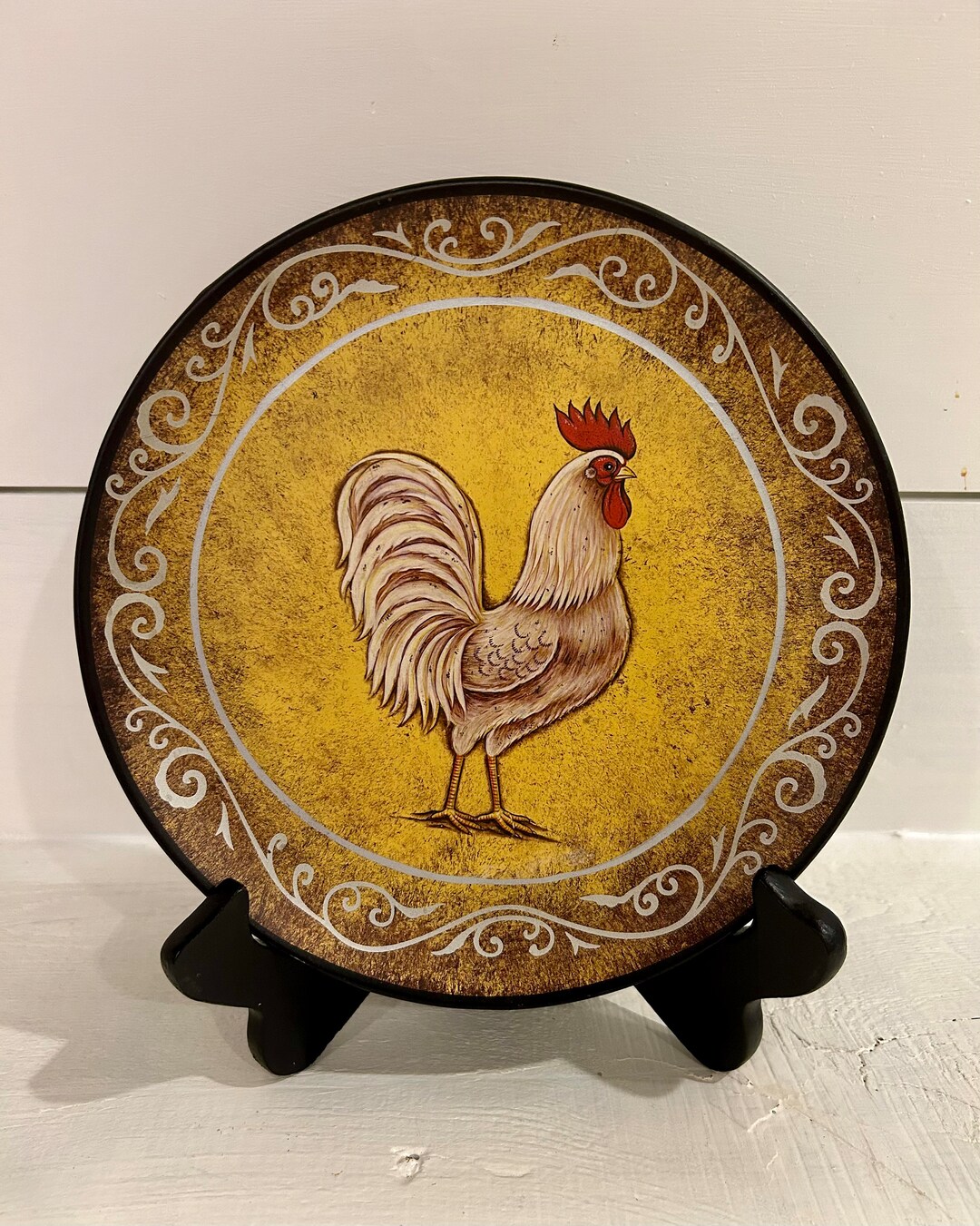 Vintage Decorative Rooster Plate With Stand - Etsy