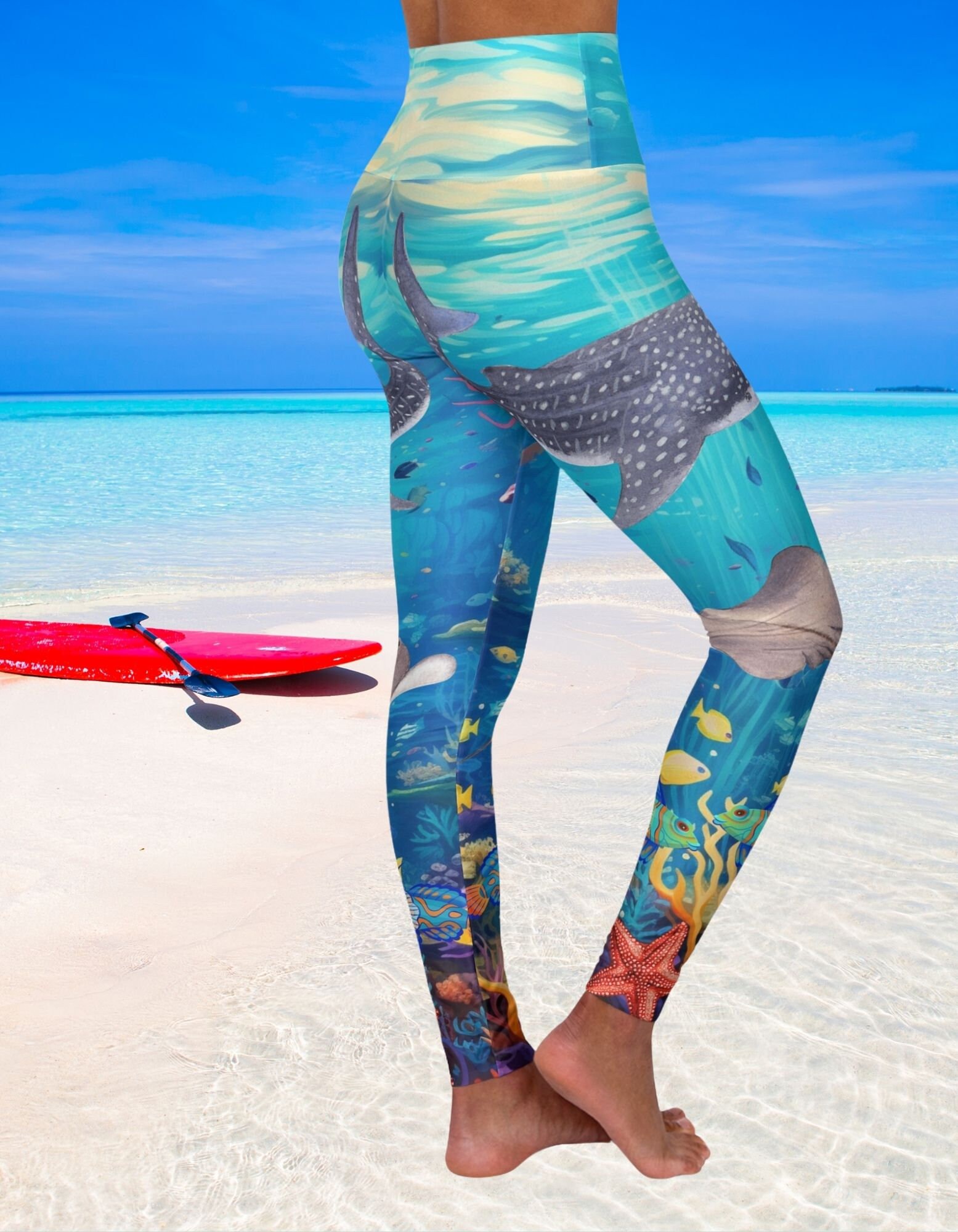 Whale Shark Reef Swimwear Leggings for Women for Beach, Cruise, Lake ...