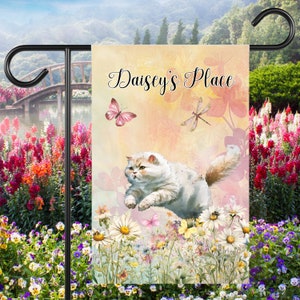 Personalized Cat Lovers Wildflower Garden Lawn Flag, Custom Mother's ...