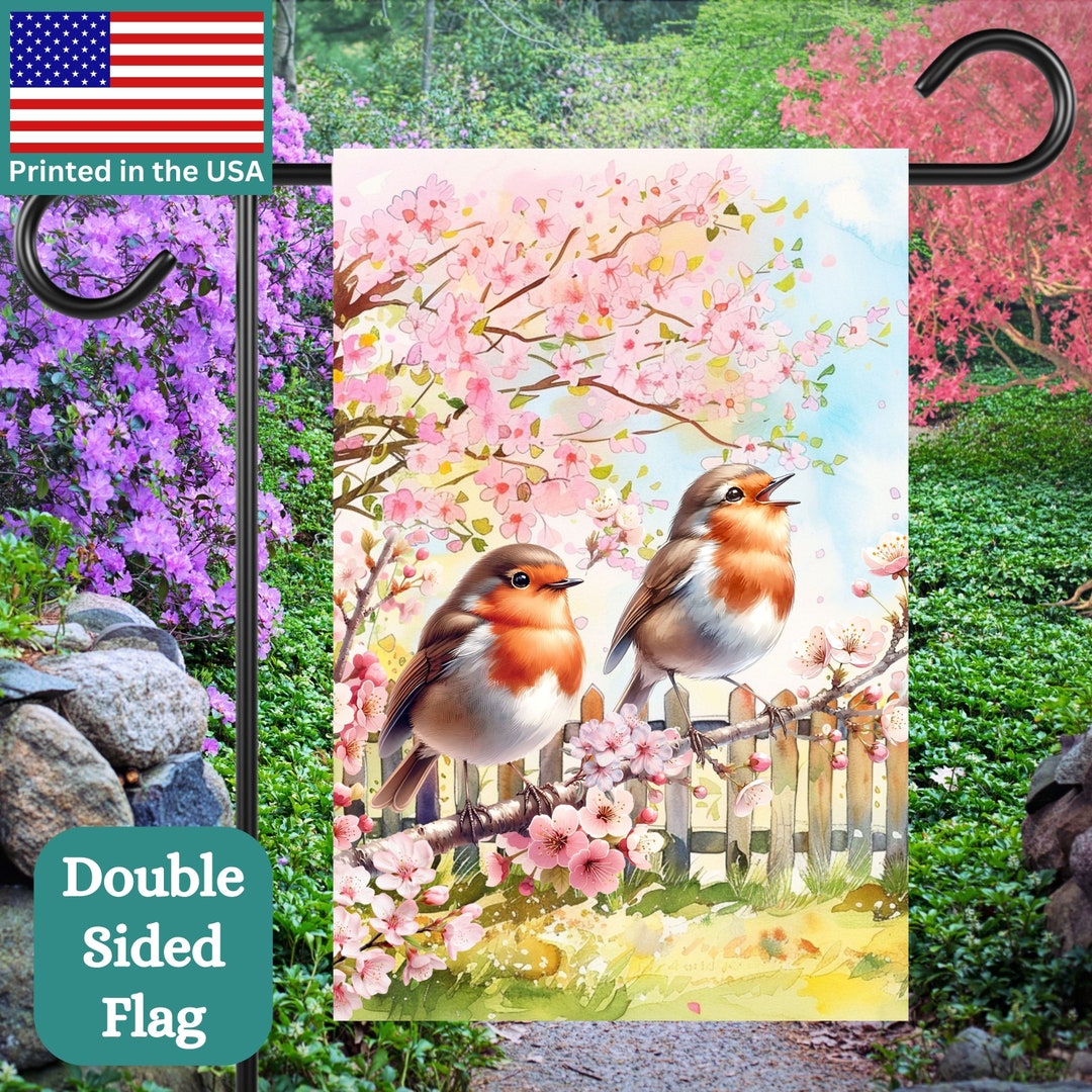 Singing Robins Bird Lovers Garden Lawn Flag Custom Mother's Day Gift ...