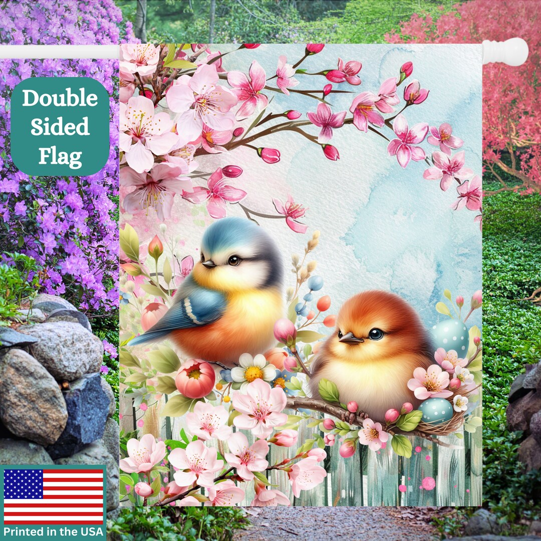 Cute Nesting Love Bird Lovers Garden Lawn Flag Custom Mother's Day Gift ...