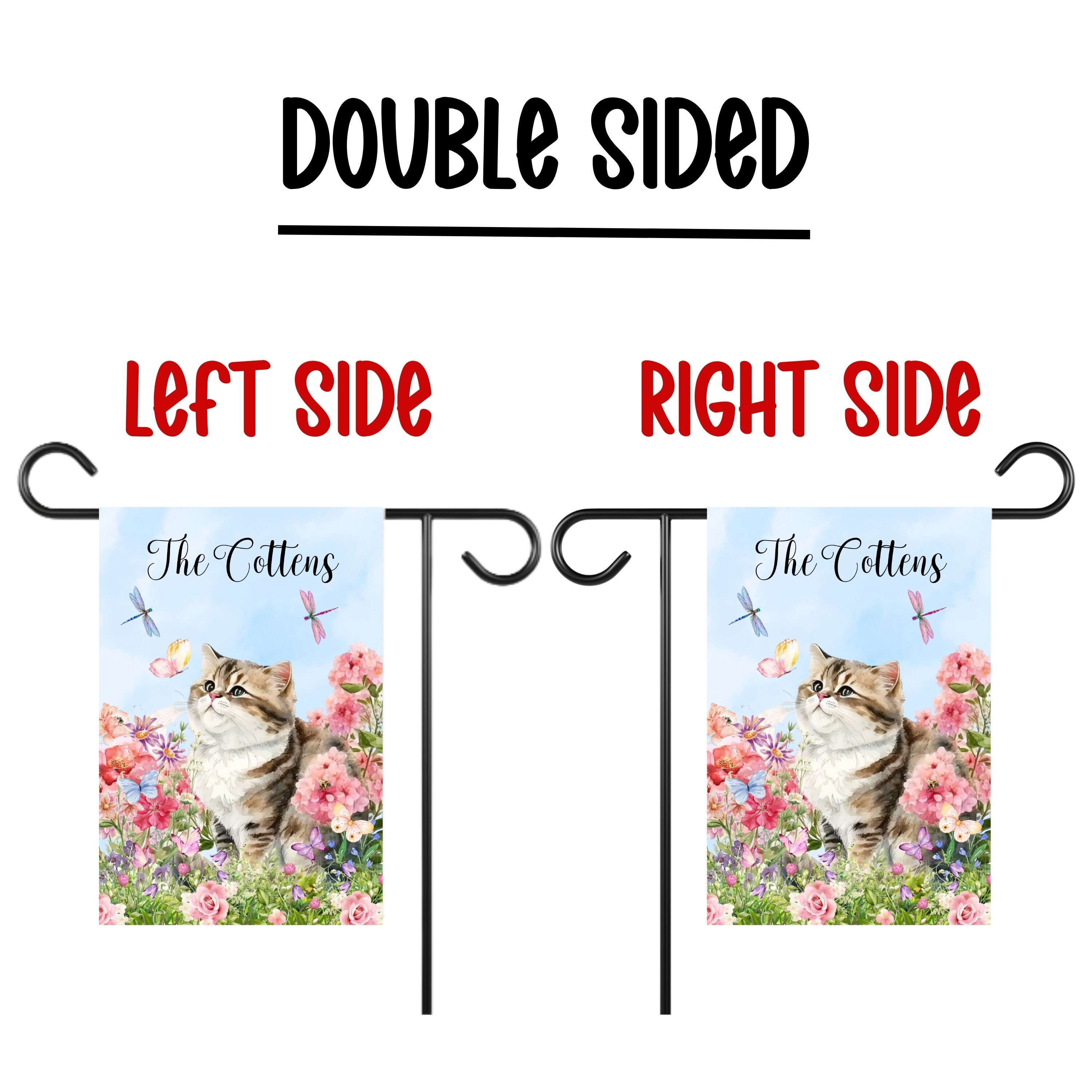 Personalized Cat Lovers Wildflower Garden Lawn Flag, Custom Mother's ...