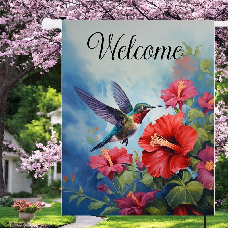 Blue 2 Hummingbird Garden Lawn Flag Mother's Day Gift for Mom Mama ...