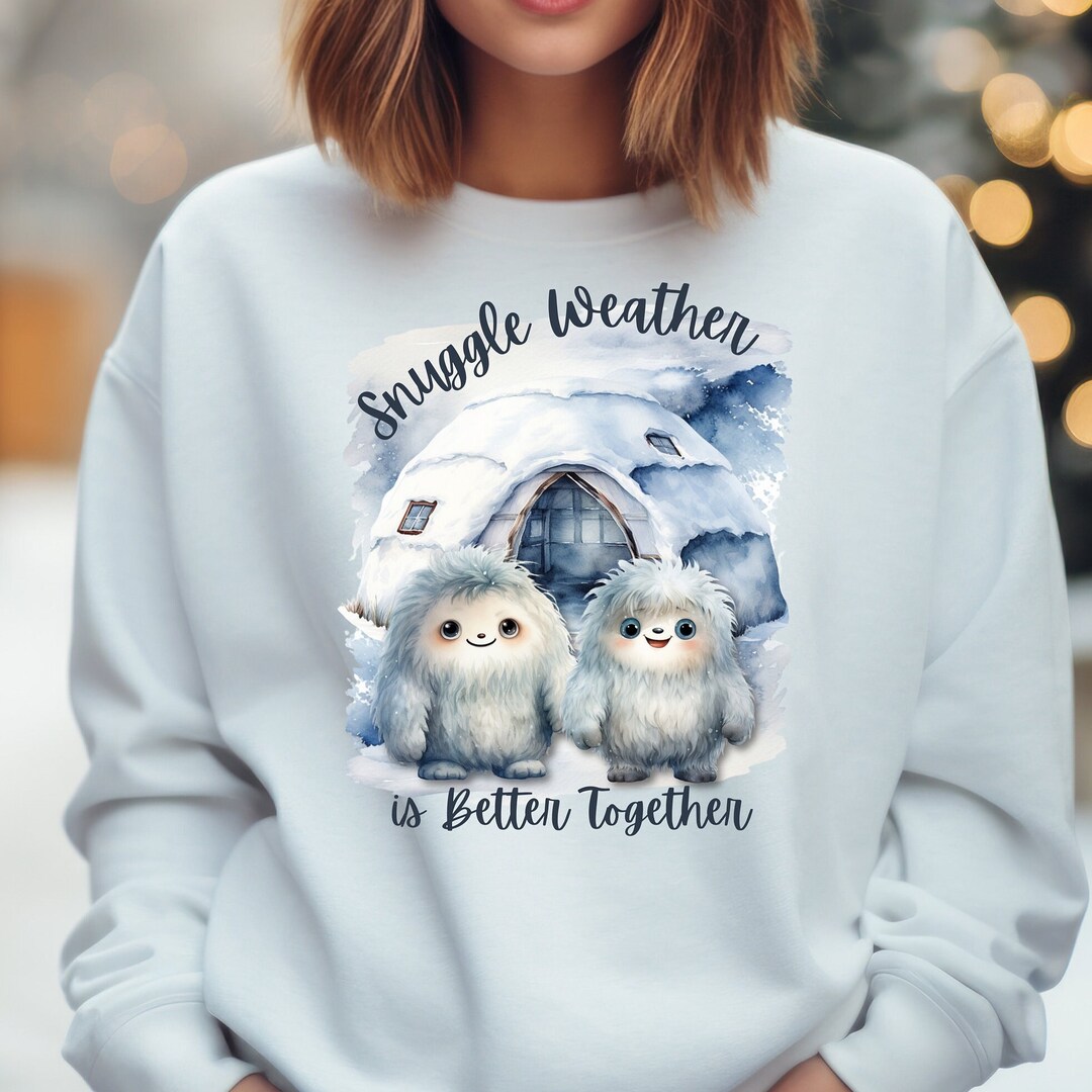 Cute Yetis, Yeti Couple in Front of Their Home, Christmas Sweater ...