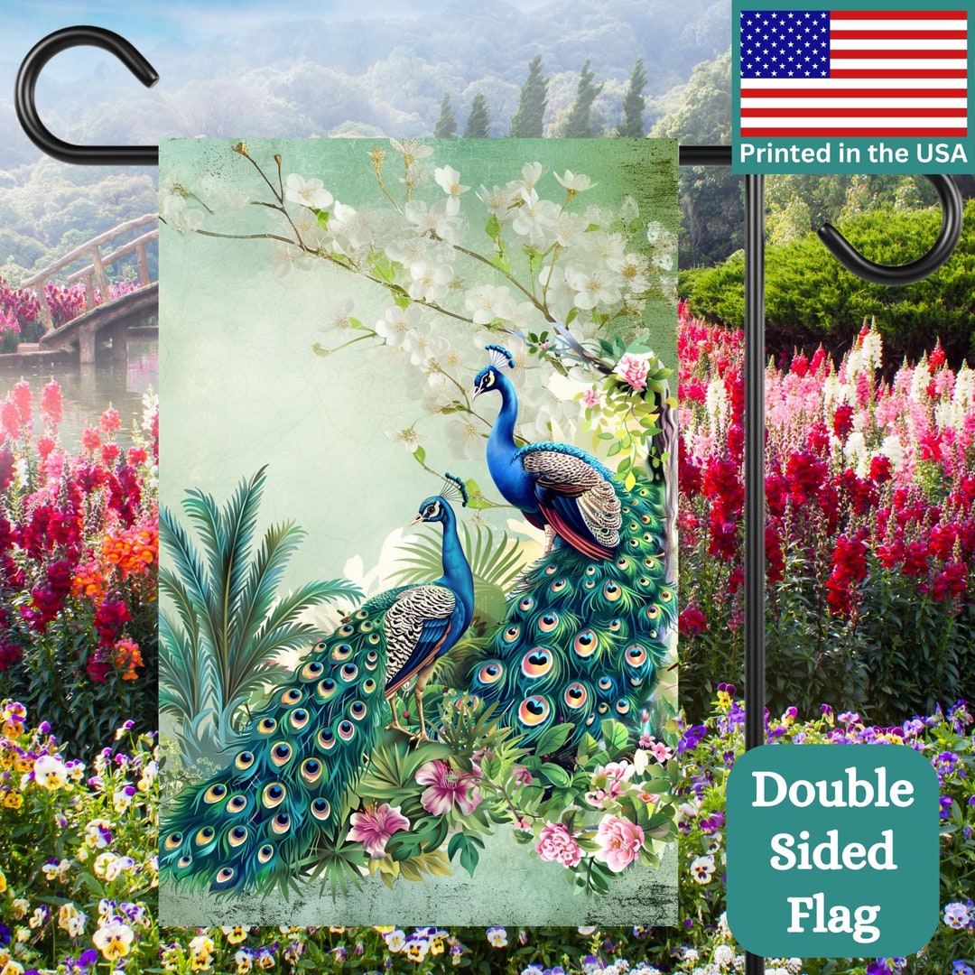 Lovely Peacocks Bird Lovers Garden Lawn Flag Custom Mother's Day Gift ...