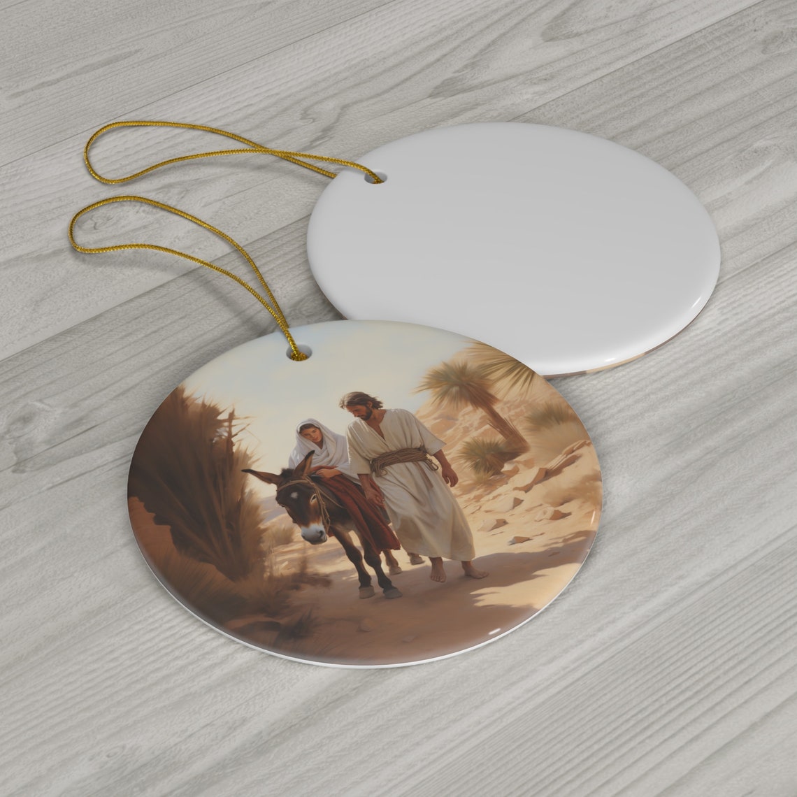 Mary & Joseph Ornament, Christmas Nativity Ornament, Ceramic Ornament ...