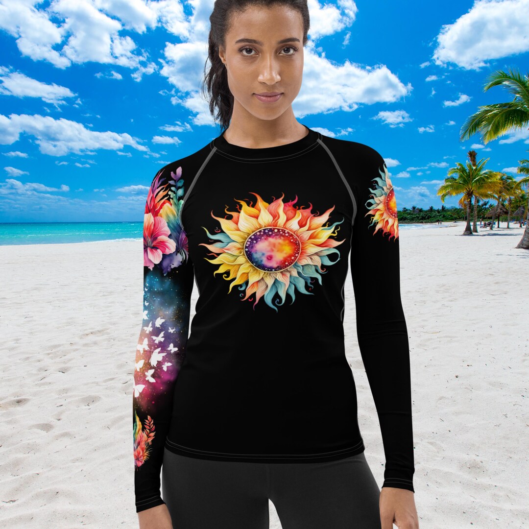 Boho Sunflower Women's Rash Guard, SPF 50+, Swimwear for Women ...