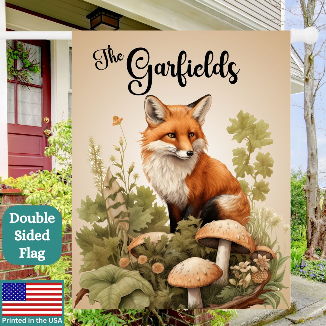 Personalized Fox Woodland Animal Lovers Garden Lawn Flag Custom Mother ...