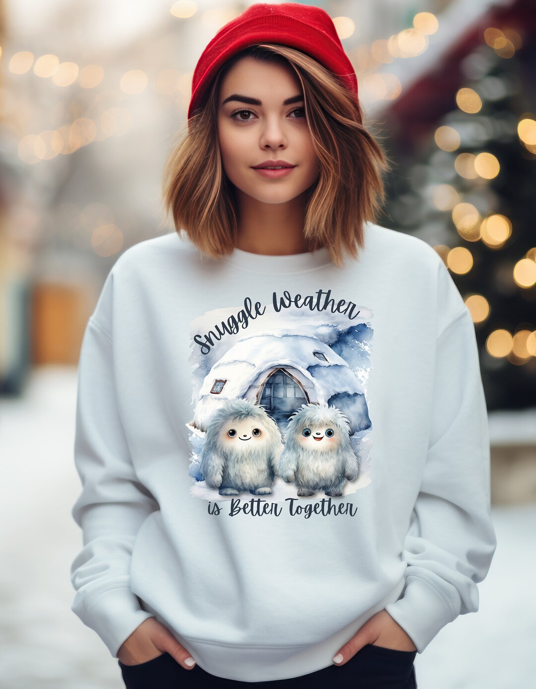 Cute Yetis Yeti Couple in Front of Their Home Christmas - Etsy