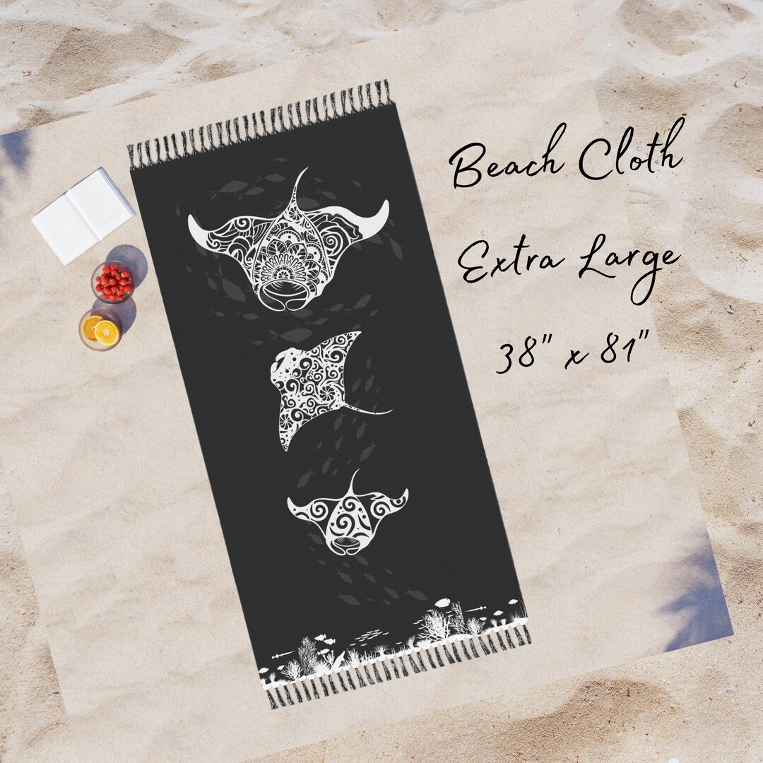 Tattoo Manta Ray Beach Blanket: Boho Cloth Wrap, Cruise Vacation - Etsy