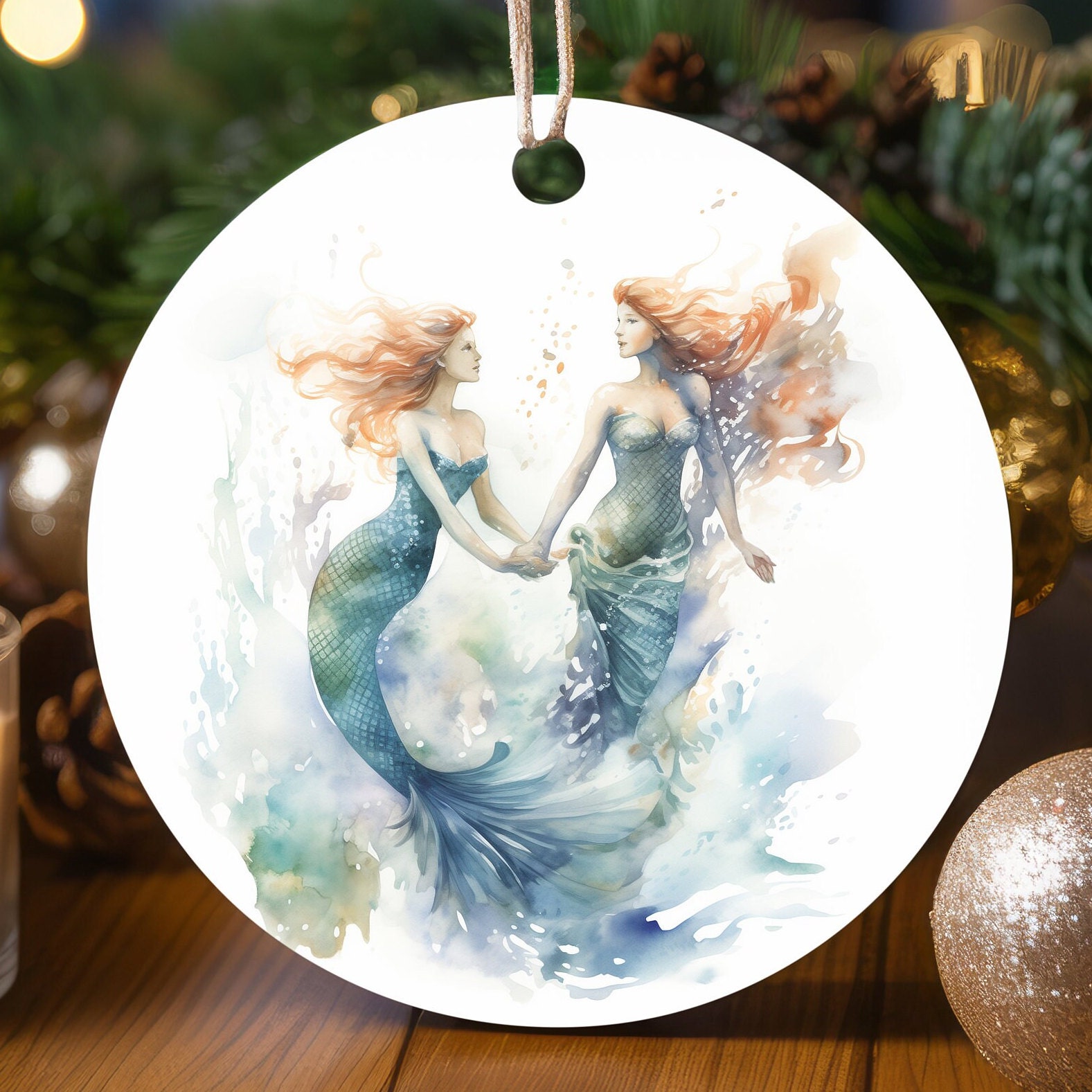 Mermaid Christmas Ornament, Mermaid Gift, Coastal Decoration, Christmas ...