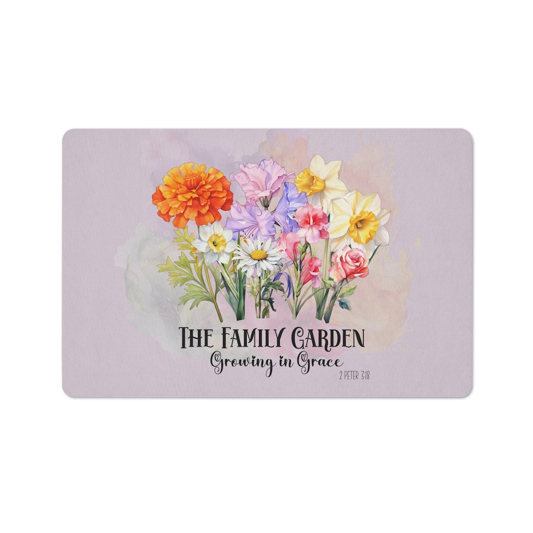 Personalized Family Birth Month Flower Garden Floor Mat, Custom Mother ...