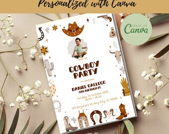 Editable Cowboy Birthday Party Invitation Yee Haw Cowboy Birthday Party ...