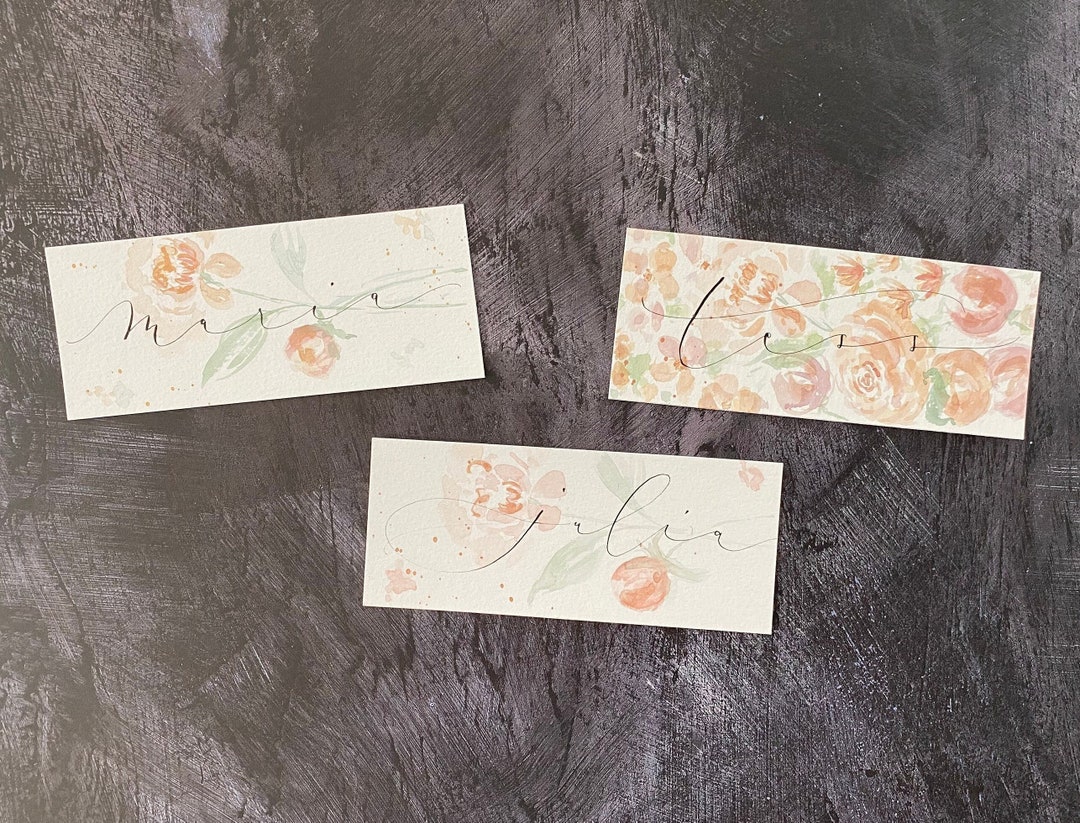 Set of 3 Bookmarks Personalized Watercolor Calligraphy - Etsy