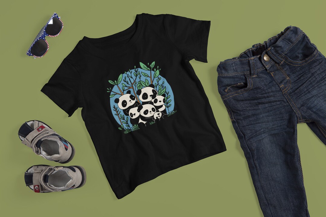 Panda Family Adorable Panda Youth Tee Shirt, Cute Panda Bear Tshirt ...