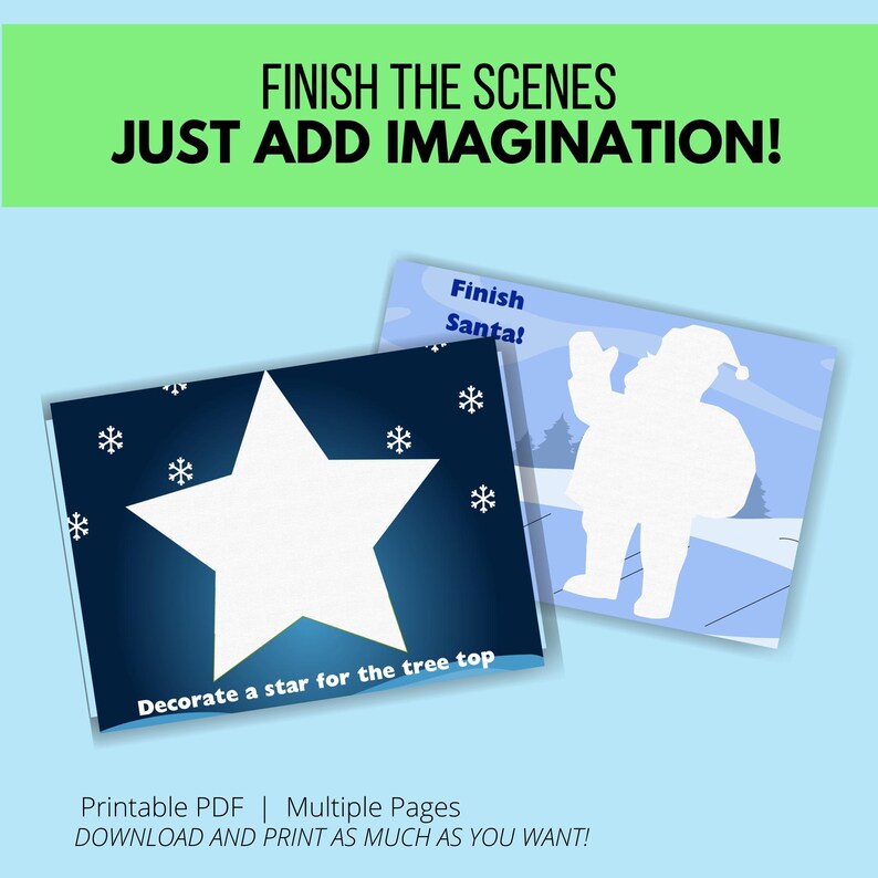 24 Different Finish the Scenes Printable Christmas Coloring Pages to ...