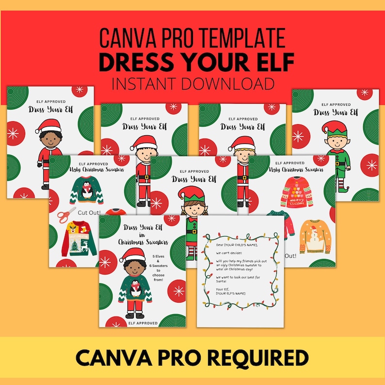 Elf Dress Up, Canva Pro Template, Customizable Elf Note, Printable Kids ...