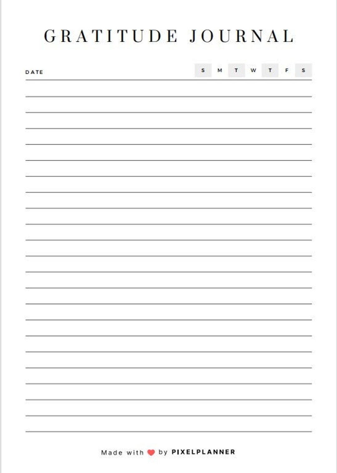 Gratitude Journal White Ruled Digital Printable A4 Size - Etsy