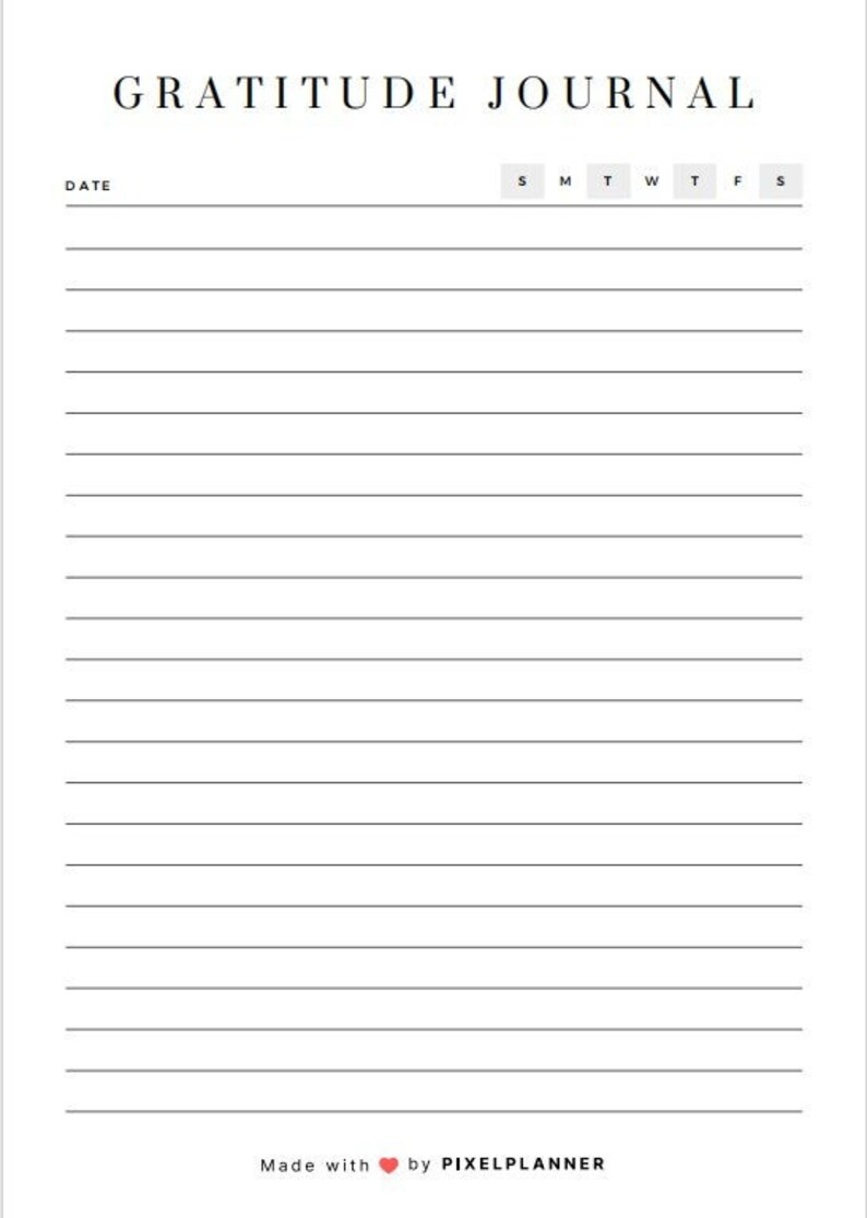 Gratitude Journal White Ruled Digital Printable A4 Size - Etsy
