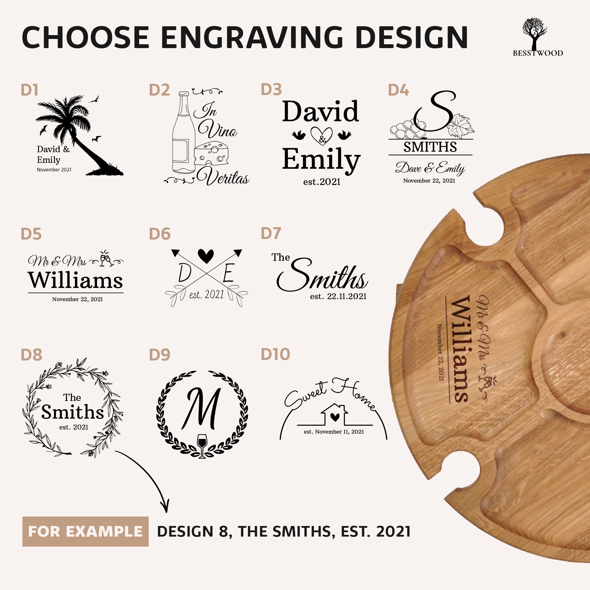 Personalized Serving Tray, Custom Engraved Coffee Table, Wooden Dish ...
