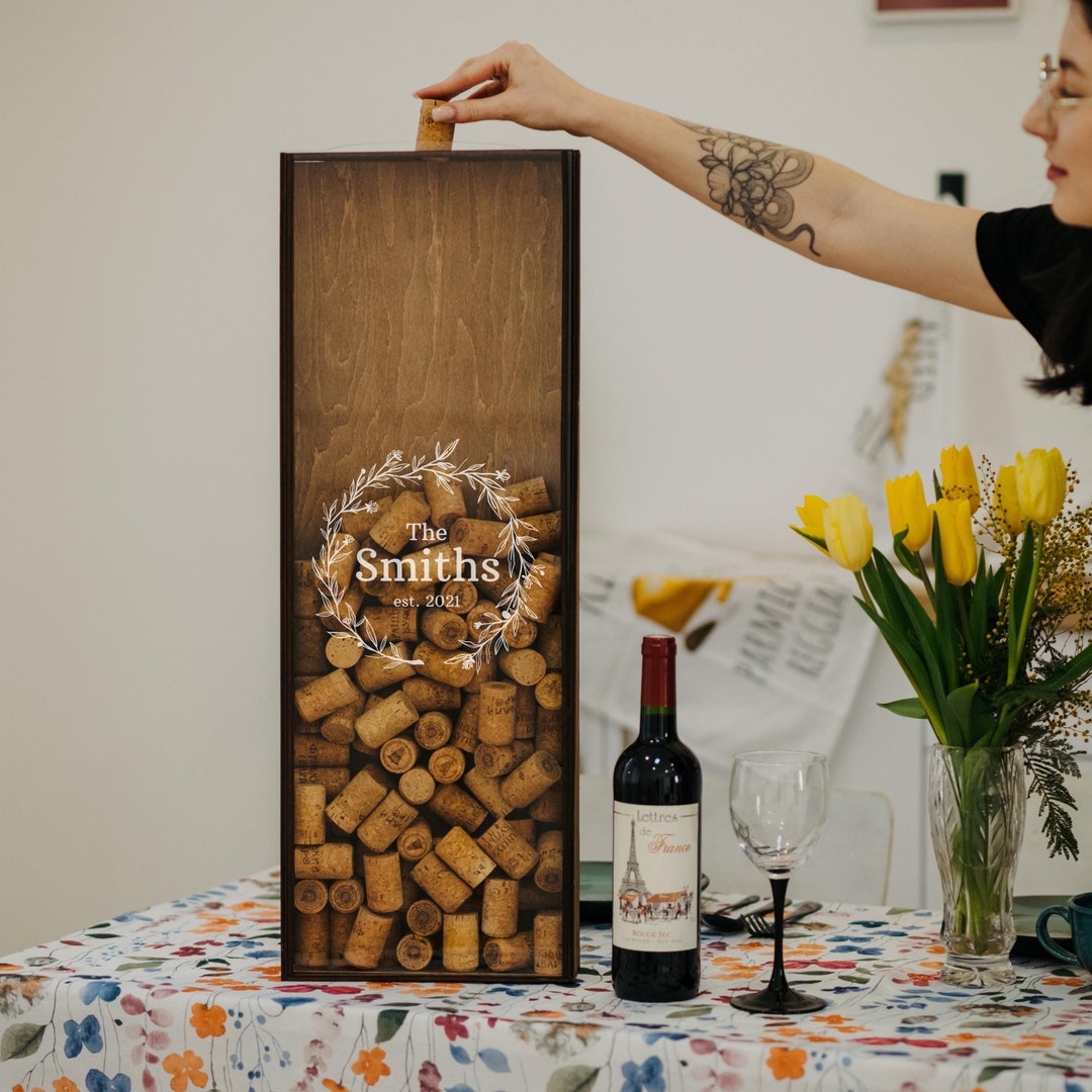 Personalized Wine Cork Display, Wine Cork Shadow Box, Gift Cork Holder ...