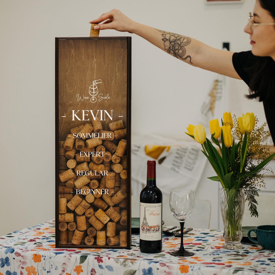 Customized Wine Cork Shadow Box, Large Wine Cork Holder, Home Bar Wall ...